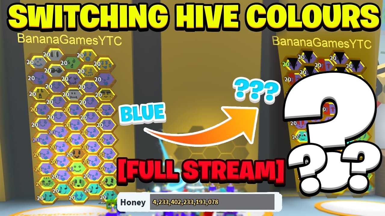 SWITCHING HIVE COLOURS in BEE SWARM SIMULATOR [FULL STREAM] - YouTube