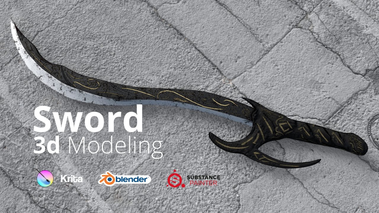 sword 3d modeling - sketch and design | krita - YouTube