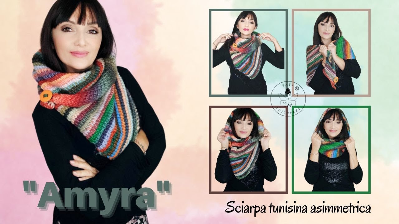 Tutorial: "Amyra" sciarpa asimmetrica tunisina - YouTube