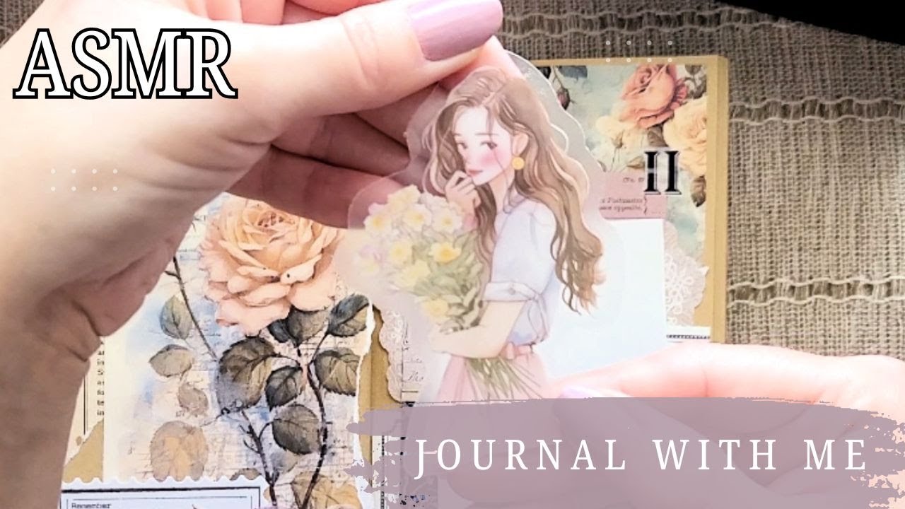 ASMR Aesthetic Journaling | Beautiful Rose Spread | Relaxing Journal ...