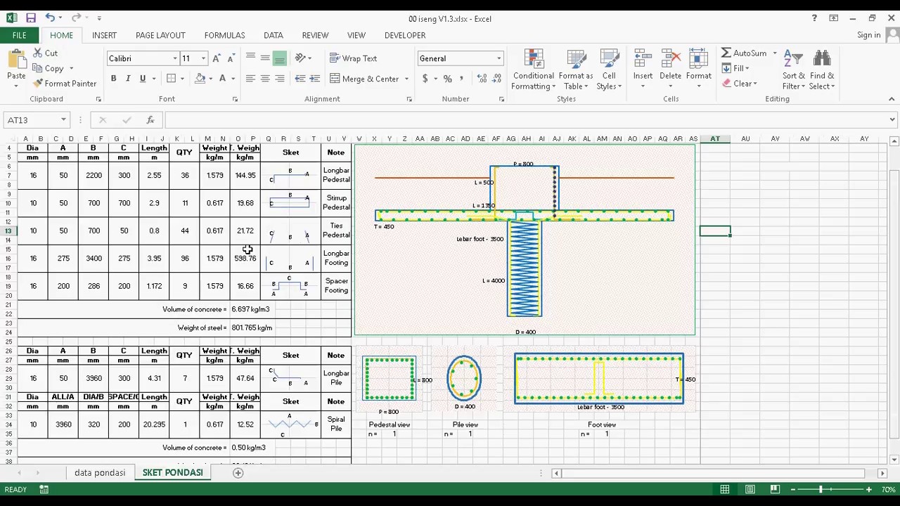 Check design foundation using excel - YouTube