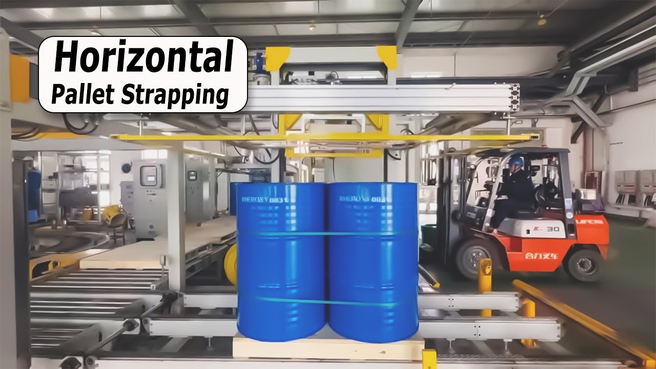 Automatic Horizontal Pallet Strapping Machine For Sale - YouTube