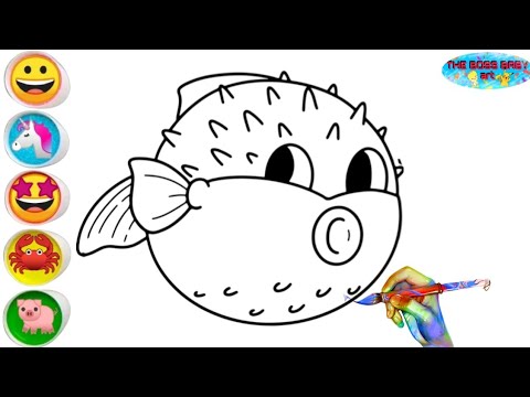 How to Draw Puffer Fish - Easy step by step drawing | Cute puffer fish ...