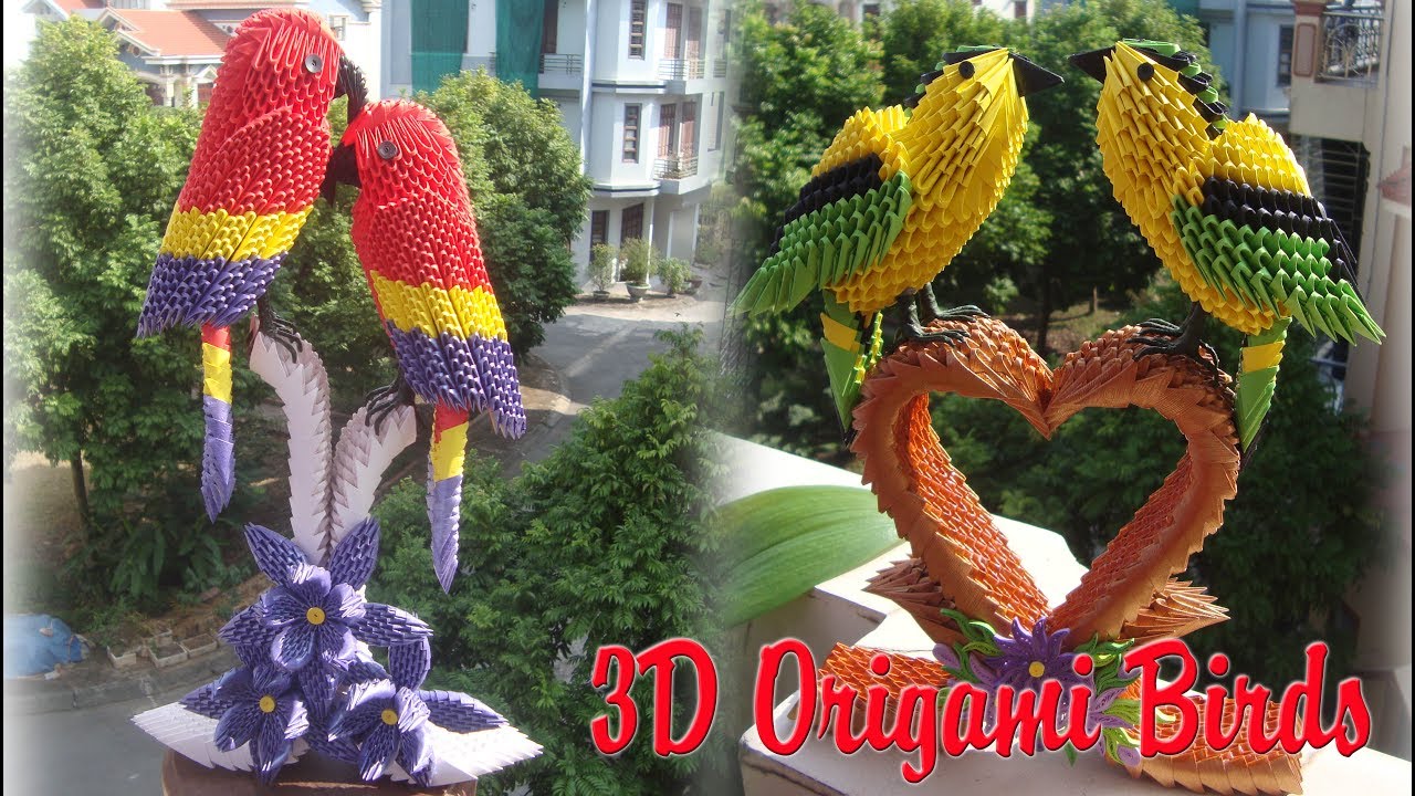 3D ORIGAMI PARROT , BIRD | PAPER COUPLE PARROT , BIRDS HANDMADE ...