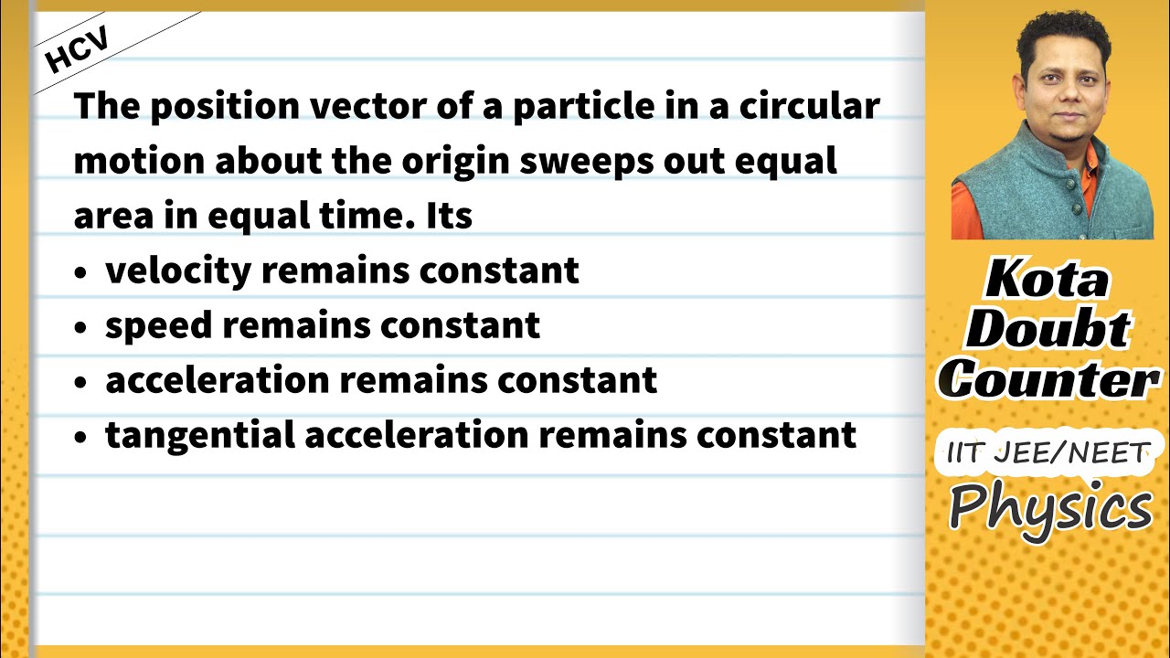 HCV: The position vector of a particle in a circular motion about the ...