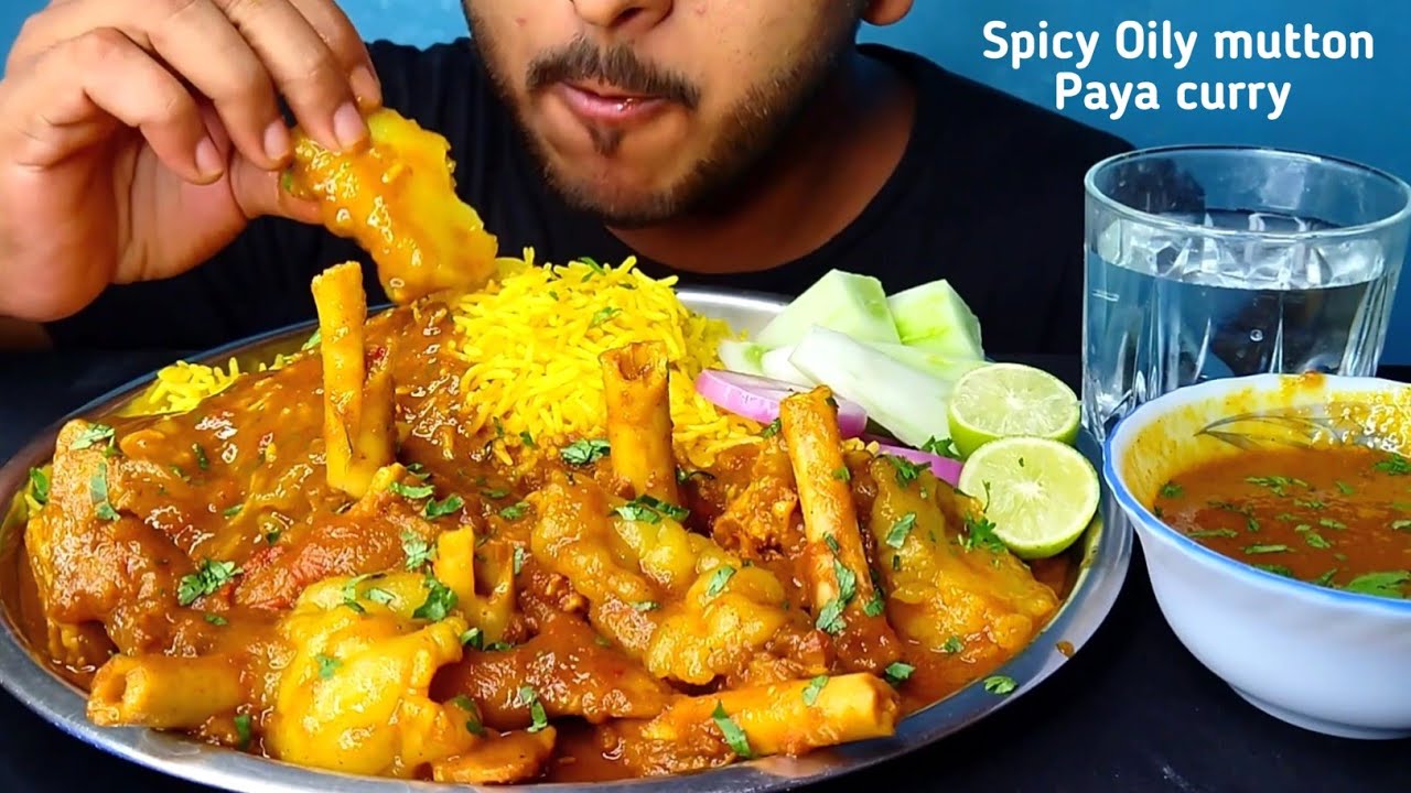 Oily Mutton Paya Eating Show | Oily Fatty Mutton / Mutton Fat Curry ...
