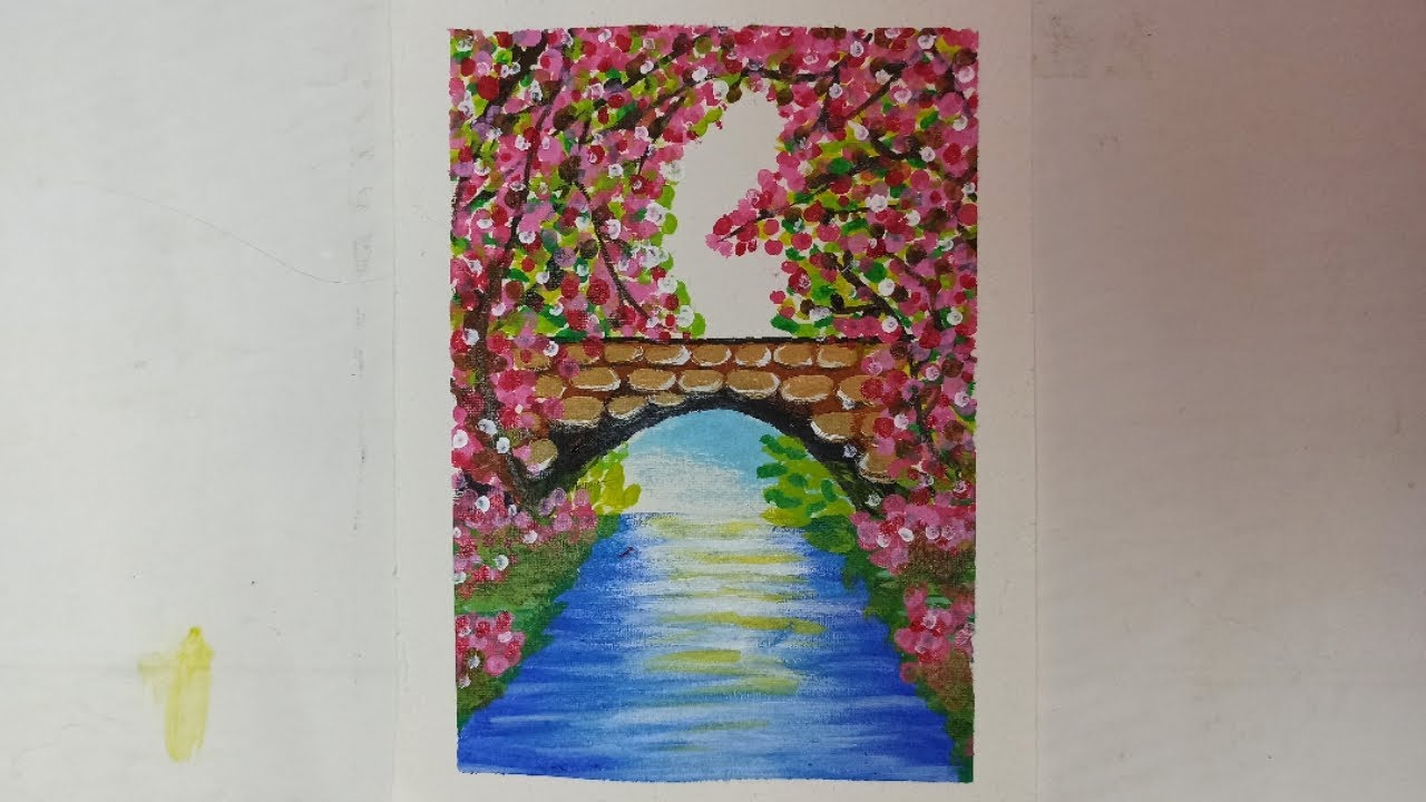 A beautiful and simple acrylic bridge painting step by step/for ...