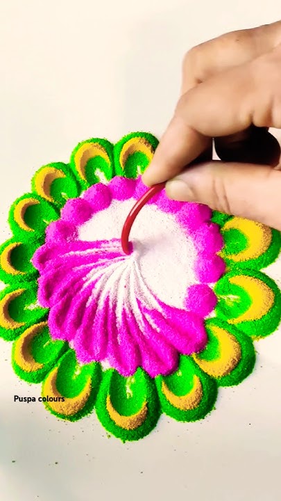 Simple Rangoli | Easy Rangoli Tips and Tricks | Satisfaying Rangoli# ...
