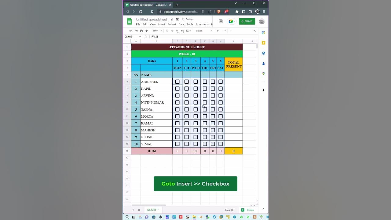 👌 Insert Checkbox in Excel and Create a Attendance Sheet with Counts #shorst | Ethica - YouTube
