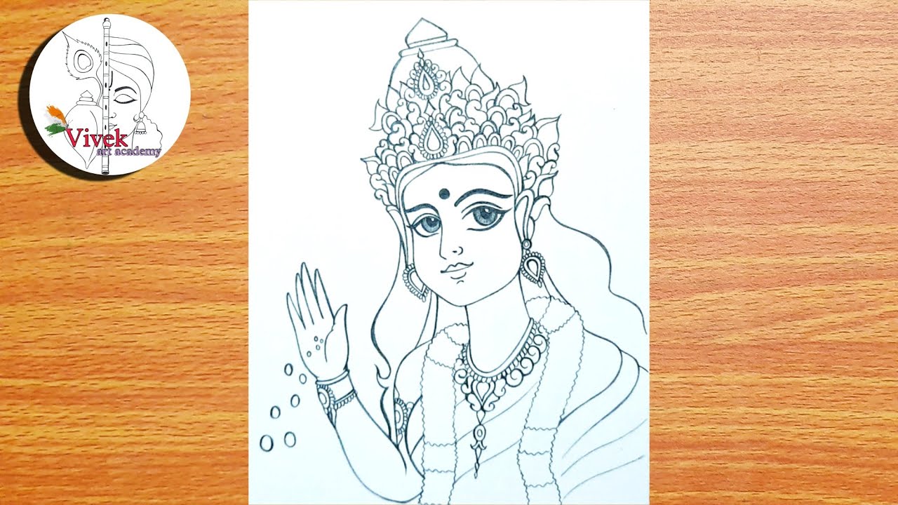 Maa Laxmi Drawing | How to Draw Goddess Laxmi Maa Step by Step | Laxmi ...