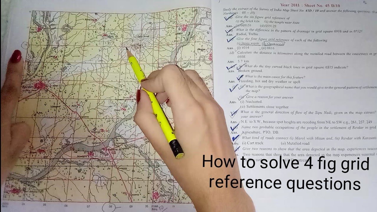 Survey Map | How to solve four grid reference questions - YouTube