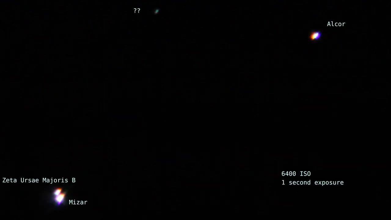 Mizar and Alcor, double star seen through telescope - YouTube