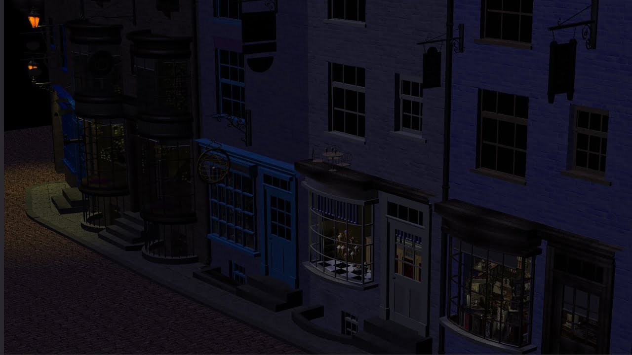 My attempt at a Diagon Alley 3d Model - YouTube