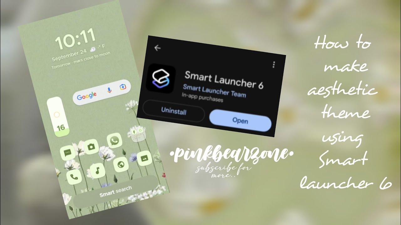 How to make aesthetic theme using smart launcher 6 #pinkbearzone# ...