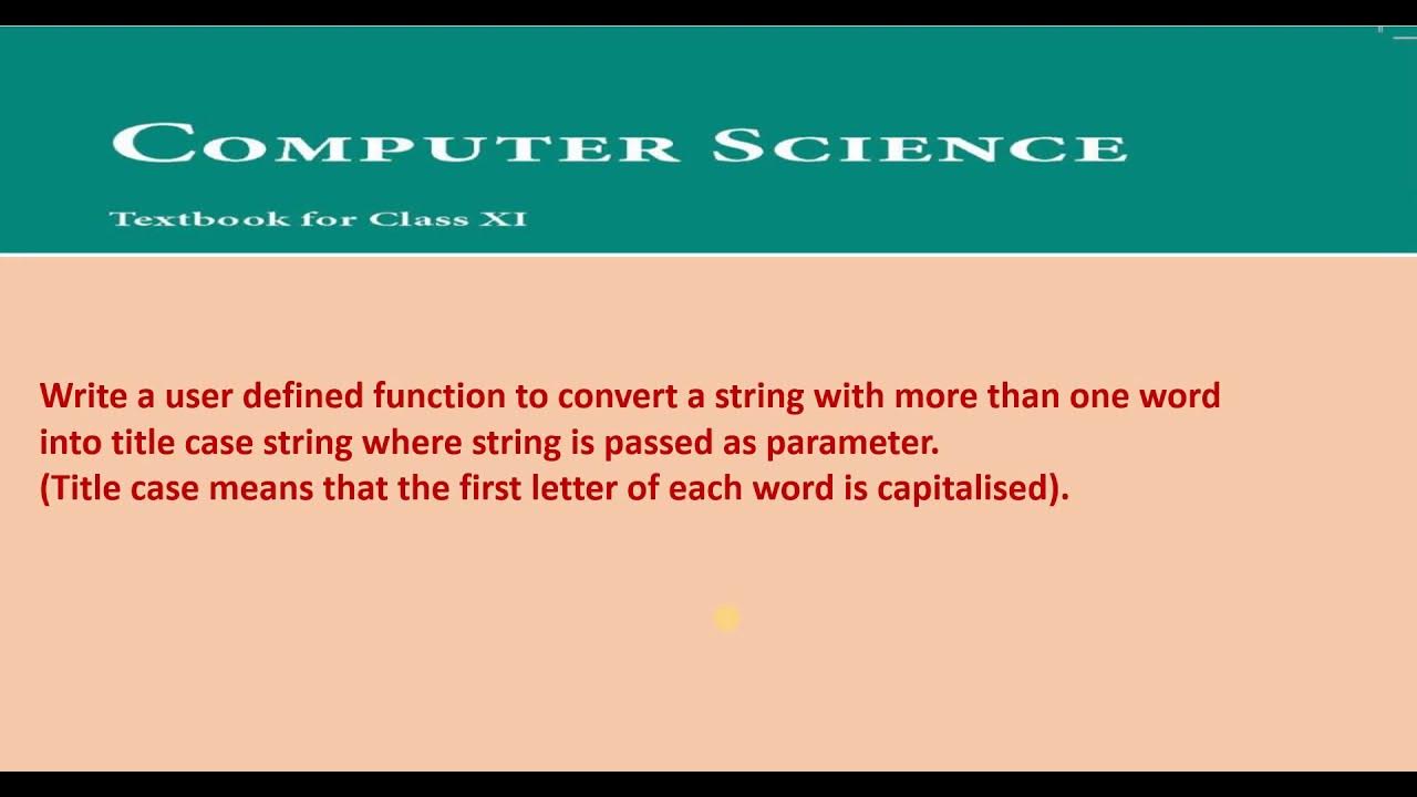 CBSE:Python: Write a function to convert a string with more than one word into title case string ...