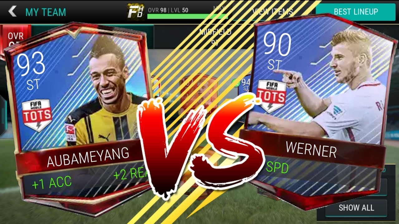 FIFA MOBILE TOTS 94 ST AUBAMEYANG VS TOTS 90 ST WERNER SHOWDOWN!!! # ...