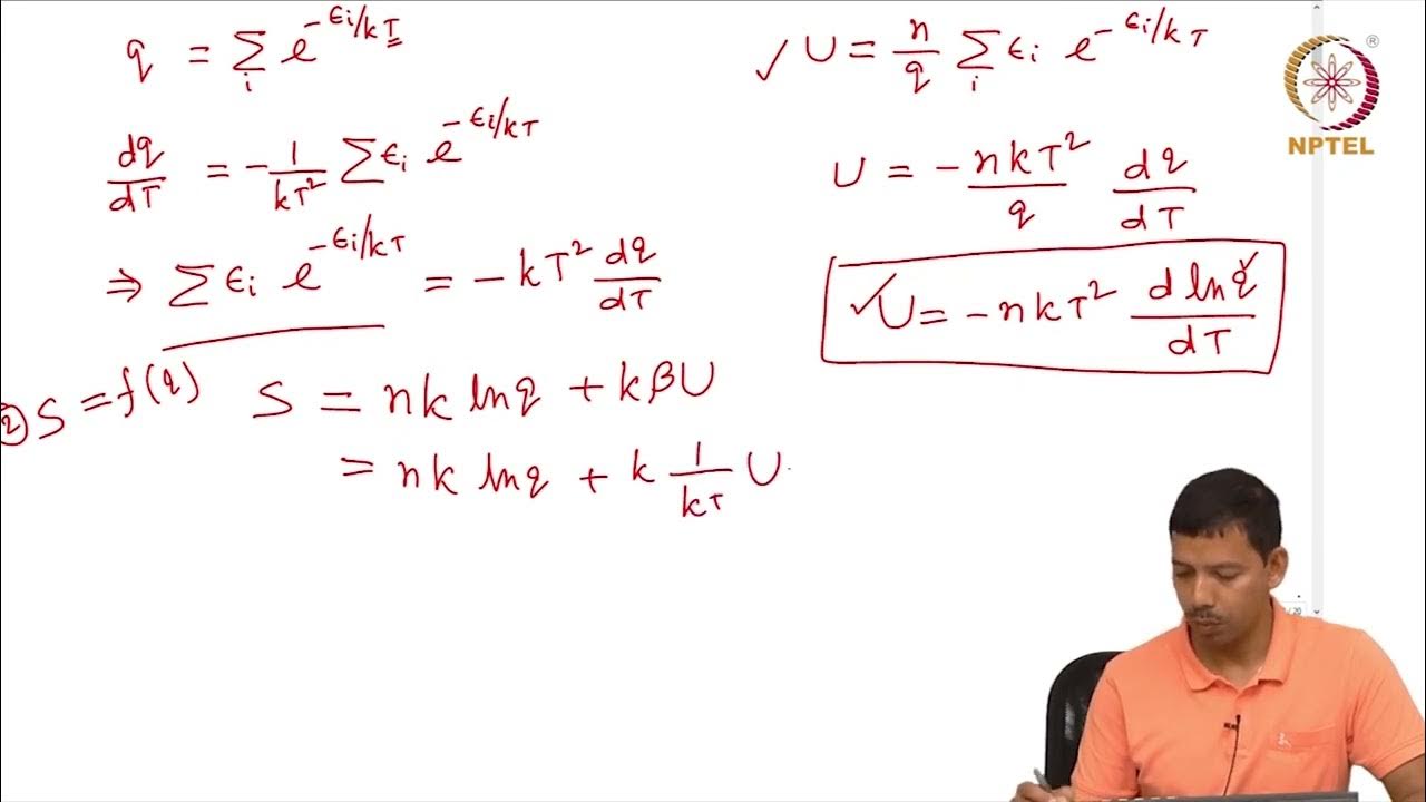 Relationship between partition function and thermodynamic quantities #ch17sp #swayamprabha - YouTube