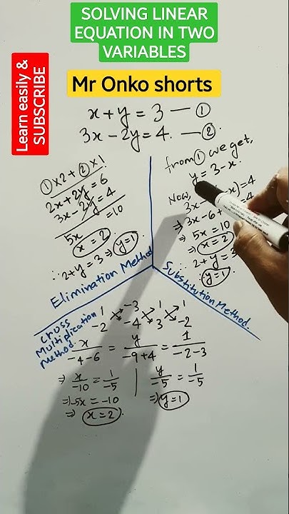 Solving Linear equation in two variables in 3 ways #shorts # ...