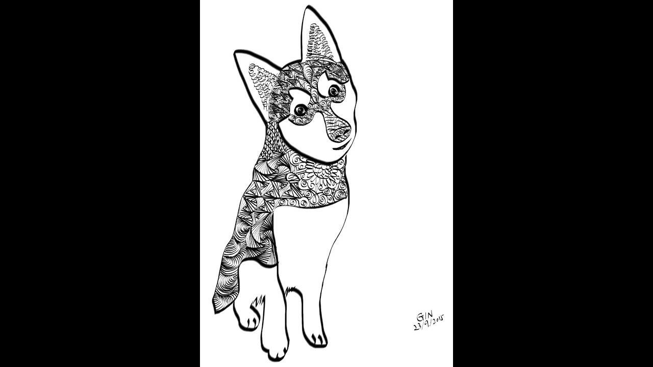[Gin Doodle] How to draw a Zentangle husky 禪繞畫哈士奇 - YouTube