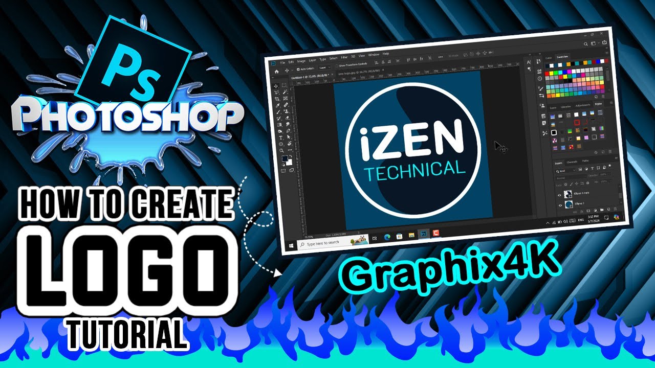 How To Create & Rebuild LOGO TECHNICAL iZEN | LOGO Designing | # ...