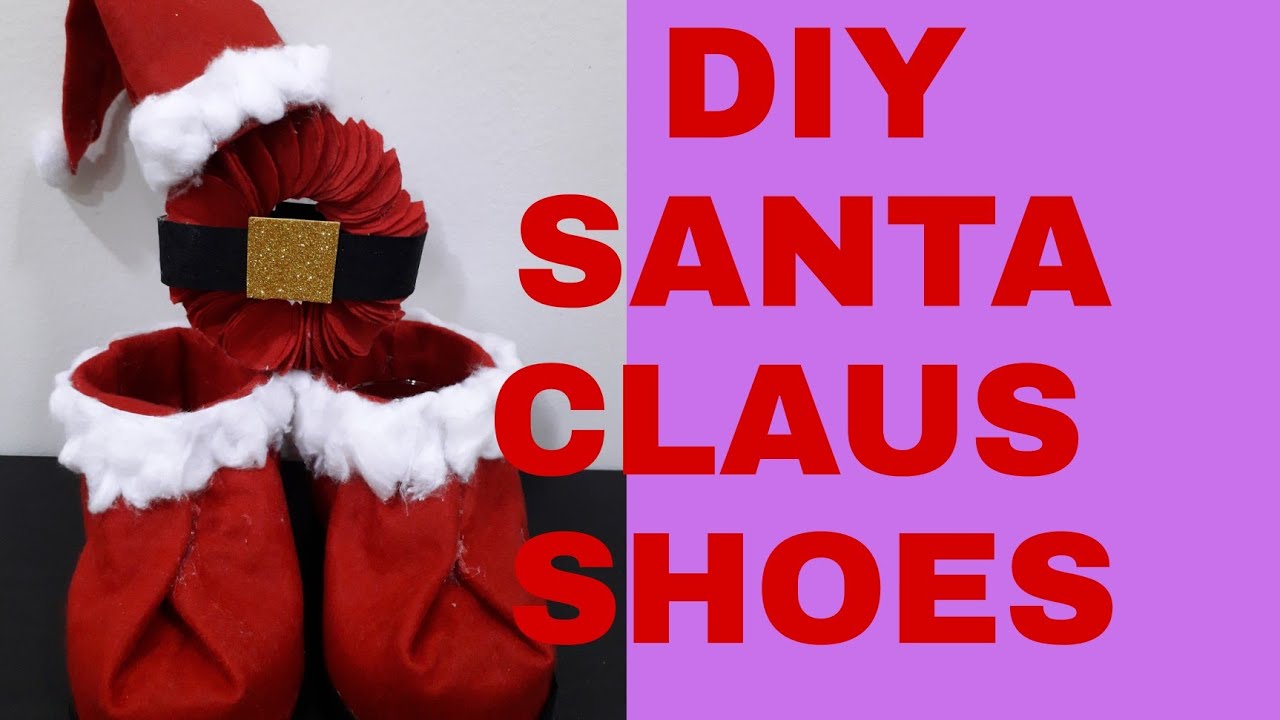 DIY: SANTA CLAUS SHOES||MADE IN COTTON AND RECYCLE MATERIALS 😃 - YouTube