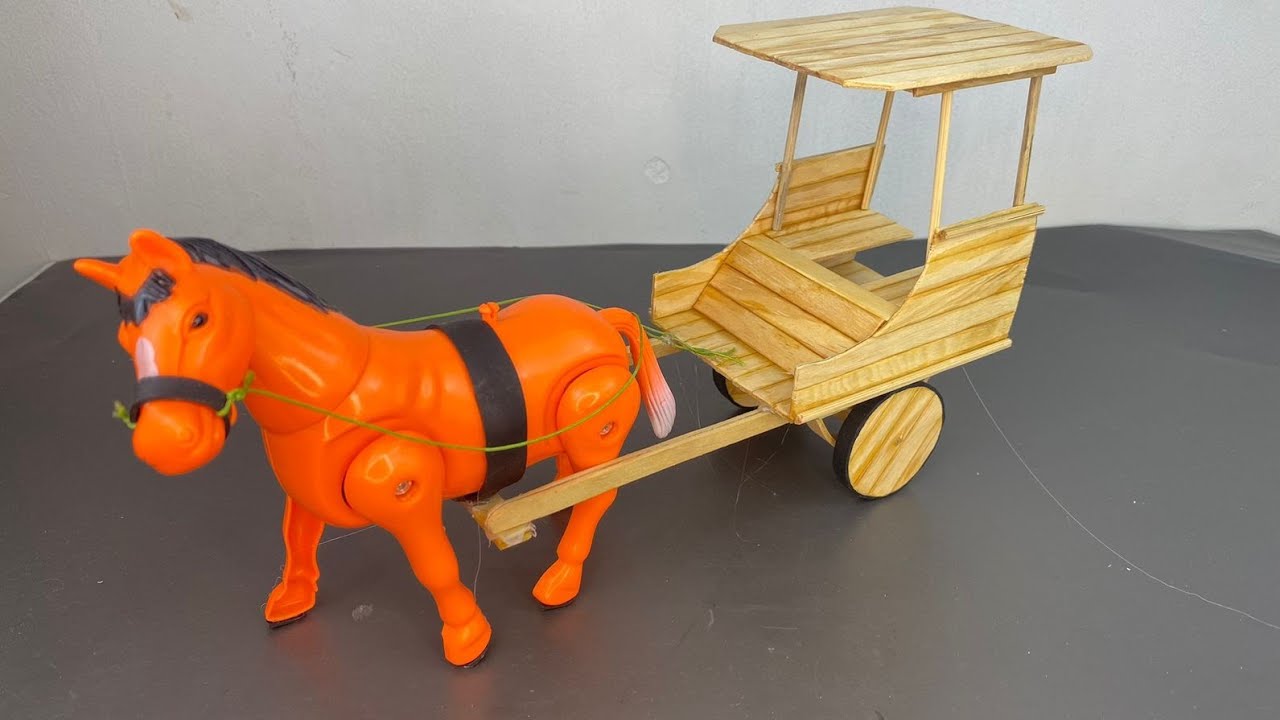 DIY Horse Cart Woodworking Projects - Making Horse Cart From Stick Ice ...