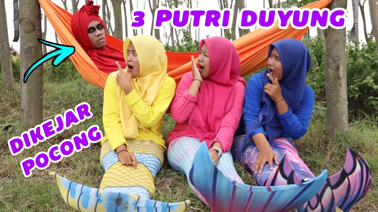 3 PUTRI DUYUNG DIKEJAR POCONG MERAH | CHIKAKU FAMILY - YouTube