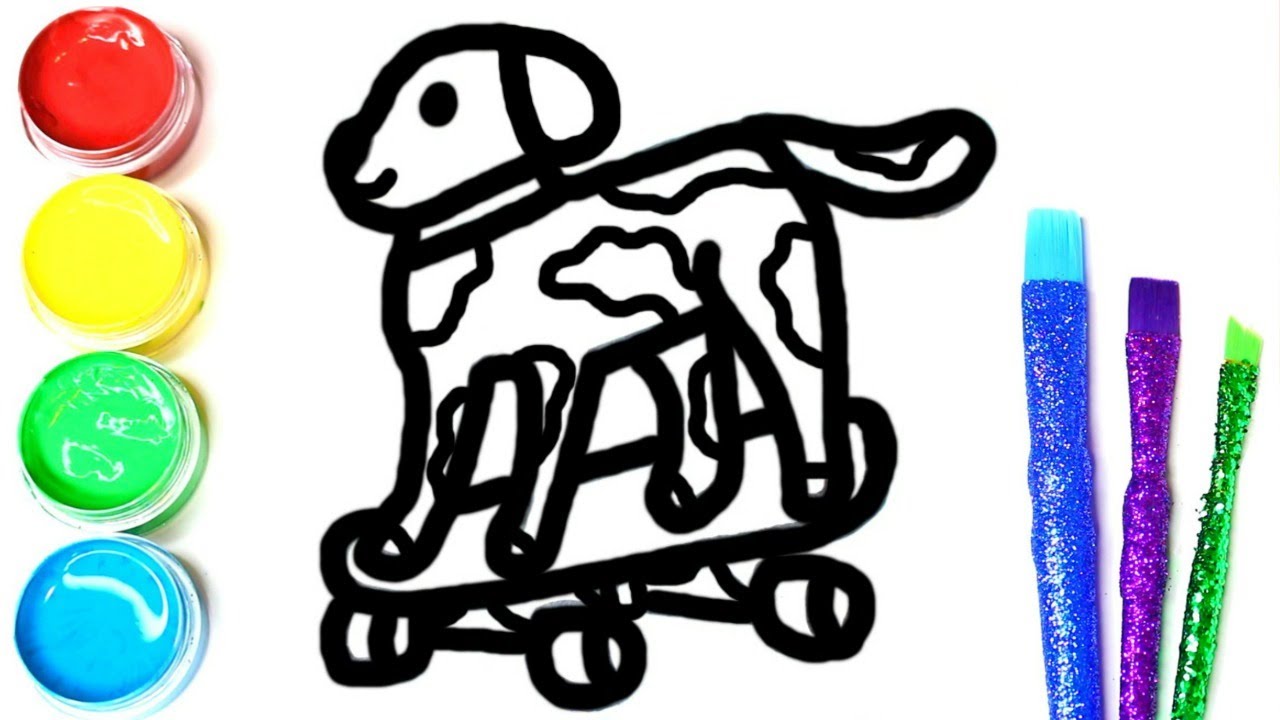 💖 Dog on Skateboard Coloring Page | Drawing and Painting for Kids and ...