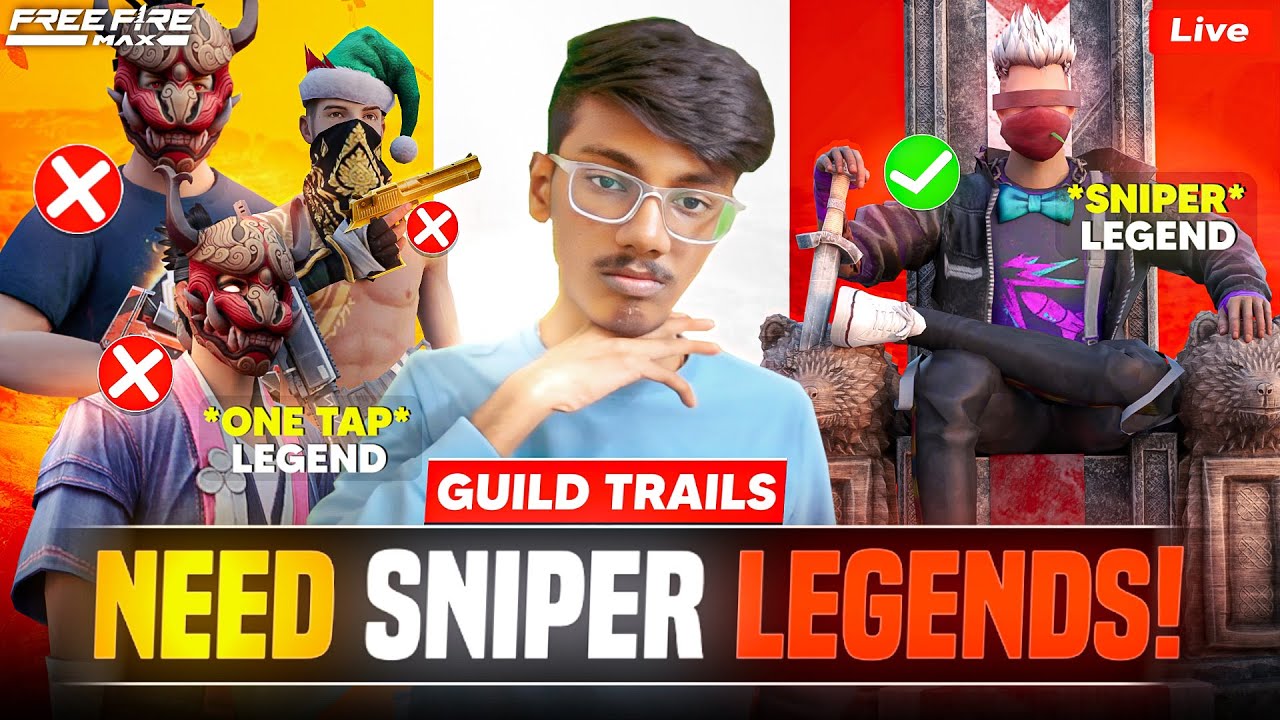 FREE FIRE LIVE TELUGU 🔴 | RYG 👑NEW SNIPER LEGEND ?? | 1 VS 2🔥 | GUILD ...