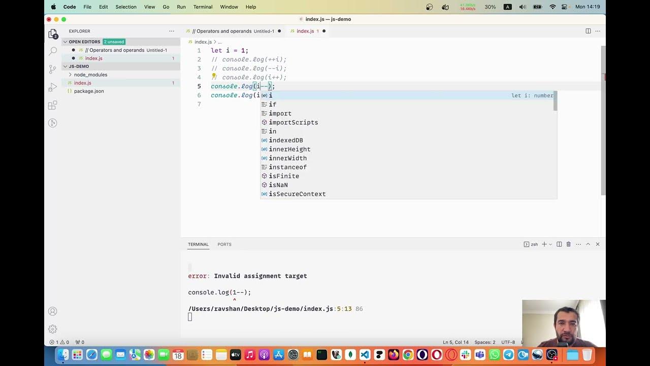 JavaScriptda operatorlar - YouTube