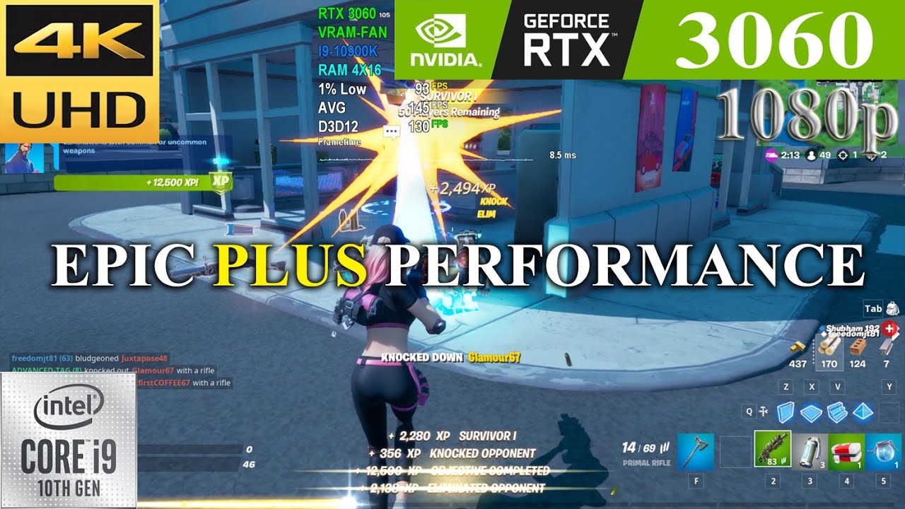 Fortnite: RTX 3060 | 10900K | 1080p | Epic Settings | DLSS Performance ...