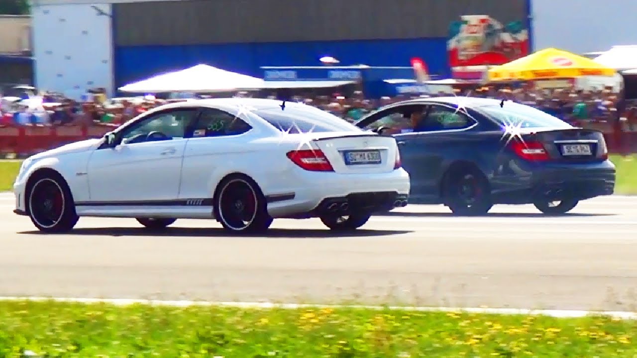 Mercedes C63 AMG Coupe VS C63 Coupe Drag Race Viertelmeile Rennen ...