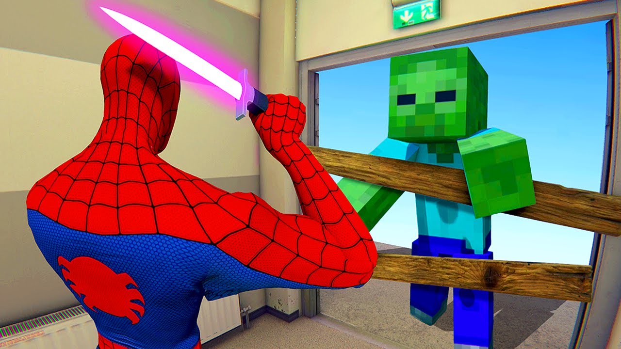 Building a Base Against MINECRAFT Zombies - Bonelab VR Mods - YouTube
