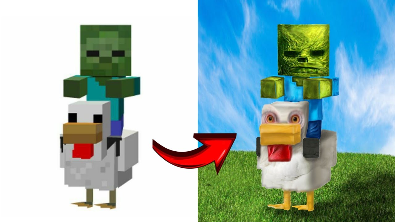 Tutorial Realistic minecraft zombie on the chicken 🧟 ️ without SpeedUp ...