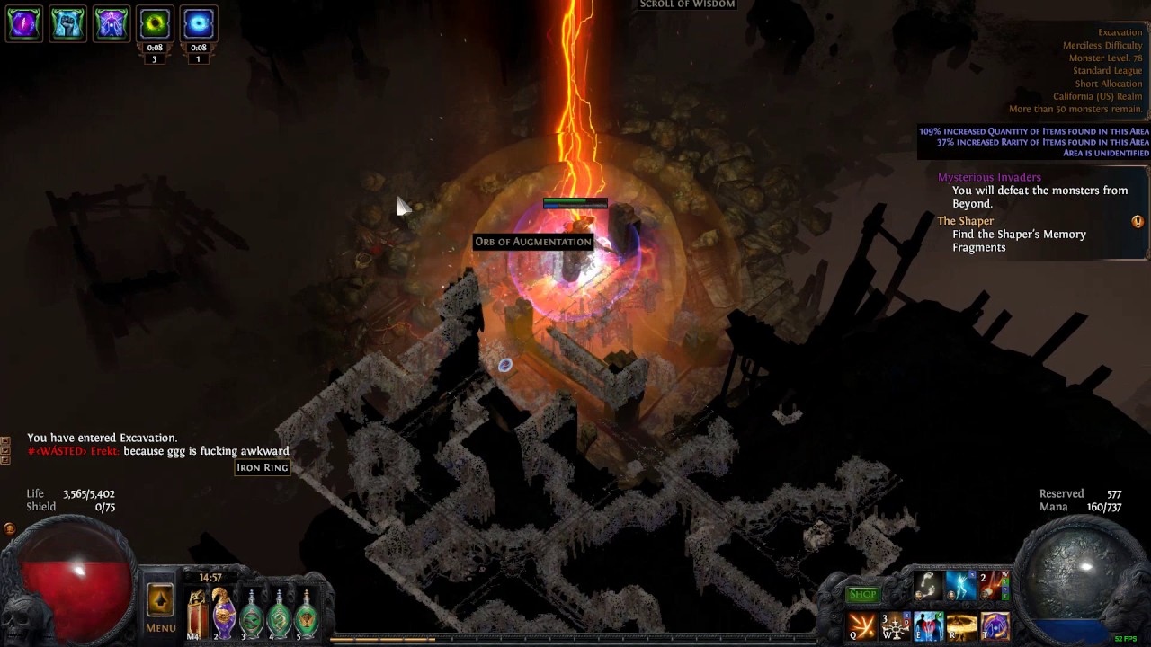 Zyr Plays Path of Exile: Chin Sol Crit Blast Rain Trap Excavation Map ...