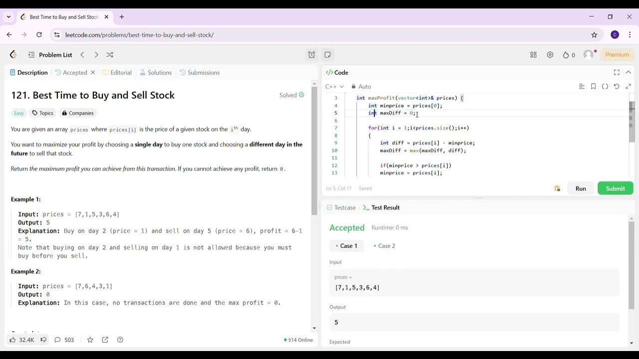 Best Time to Buy and Sell Stock - LeetCode - YouTube