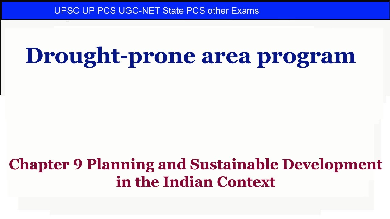 Drought-prone area program | Chapter 9 Planning and Sustainable ...