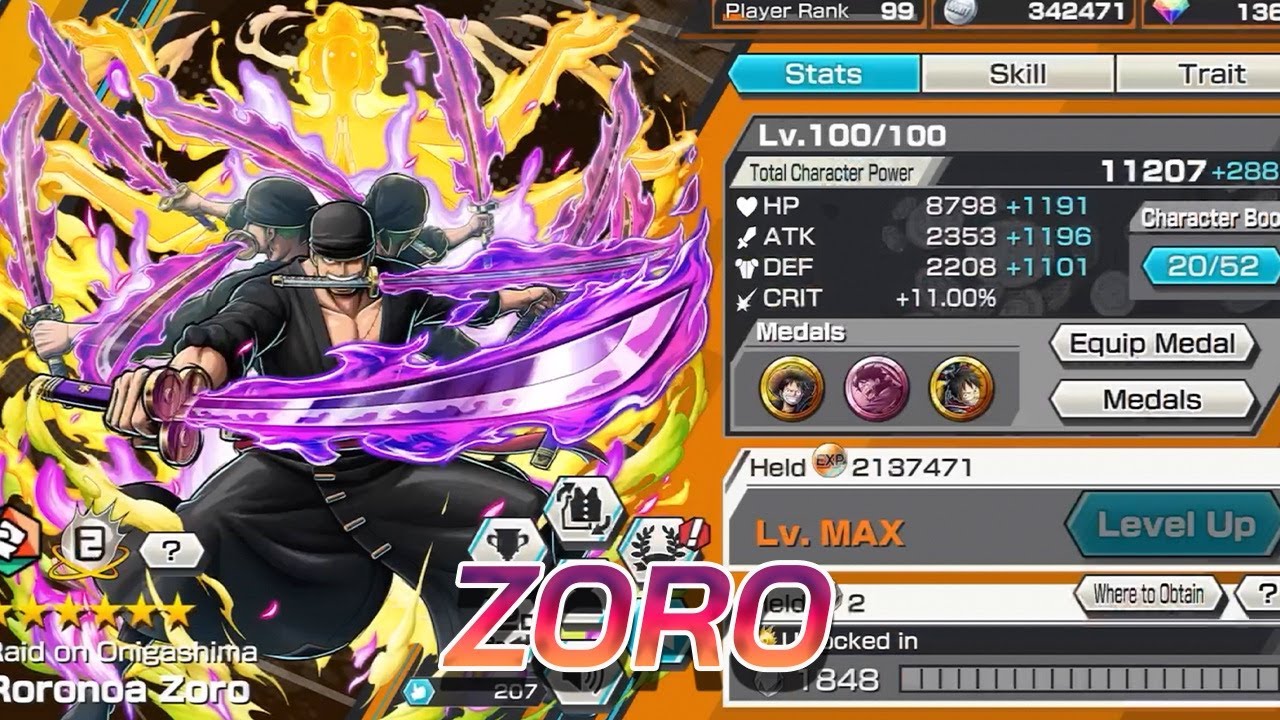 EX ZORO🎮 GAMEPLAY ONE PIECE BOUNTY RUSH (OPBR) (バウンティラッシュ) - YouTube