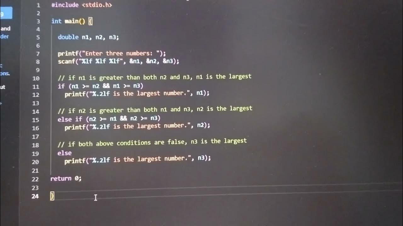 find the largest of three numbers c program - YouTube