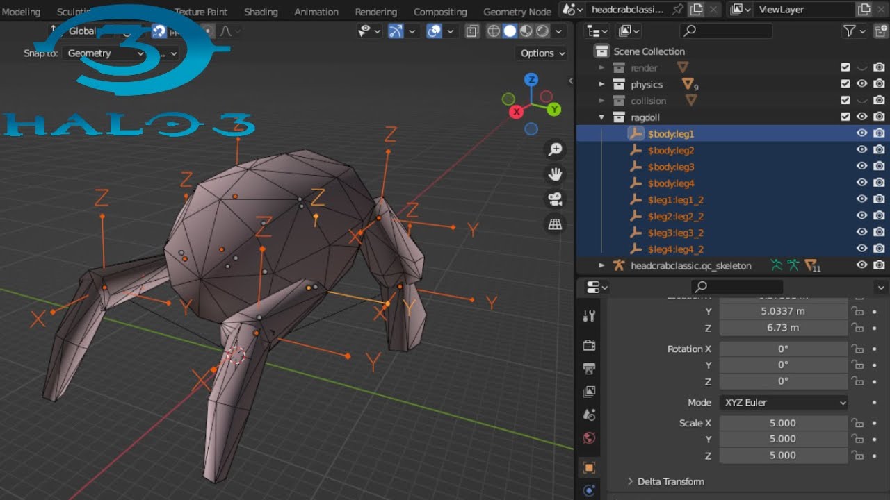 How to make a custom ragdoll physics model for Halo 3 Mod Tools ...