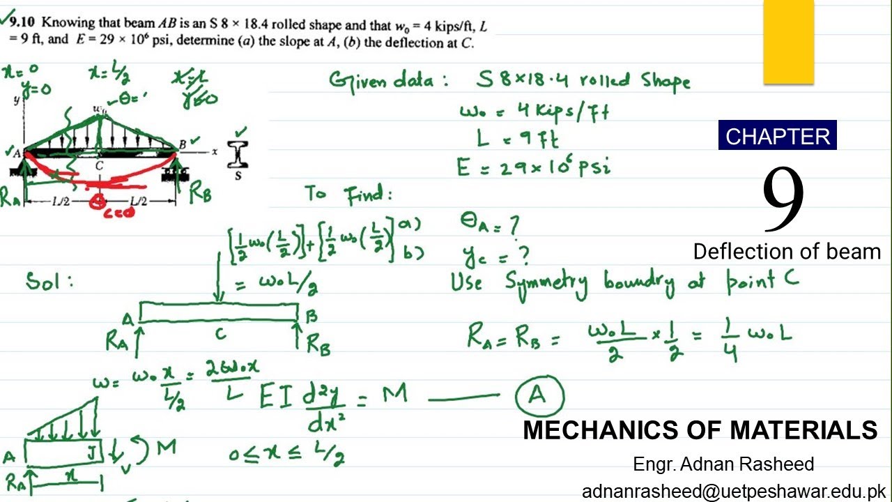 Problem 9.10 ||Deflection Of Beam || Beams Deflection || Deflection Of ...