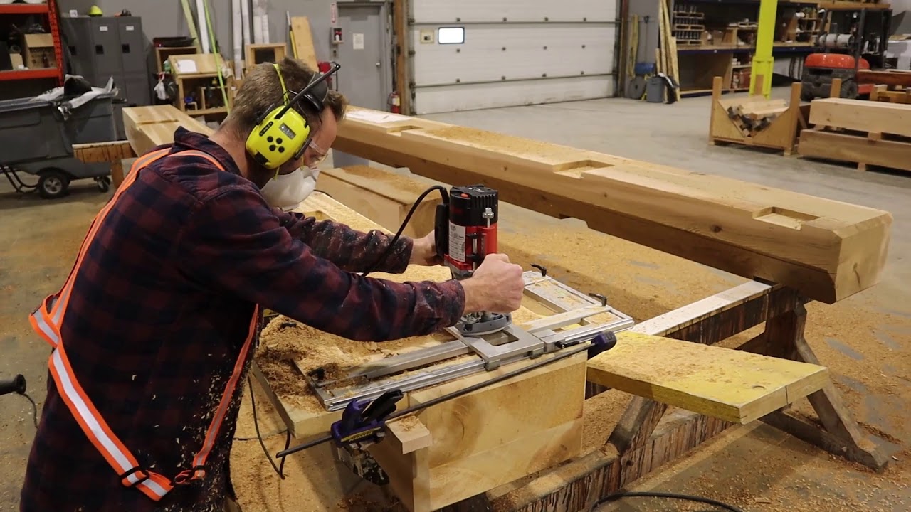Mafell Router on Cedar Timber Frame - Canadian Timberframes - YouTube