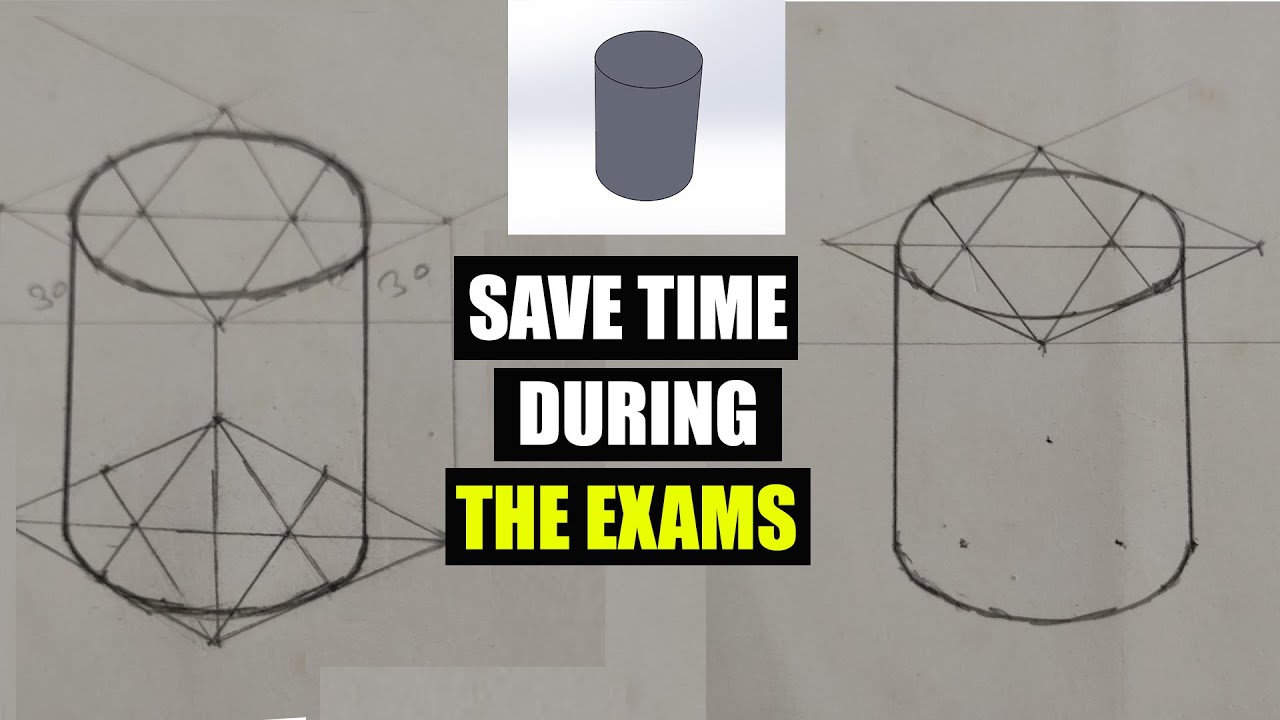 HOW TO DRAW ISOMETRIC PROJECTION OF VERTICAL CYLINDER | ISOMETRIC ...