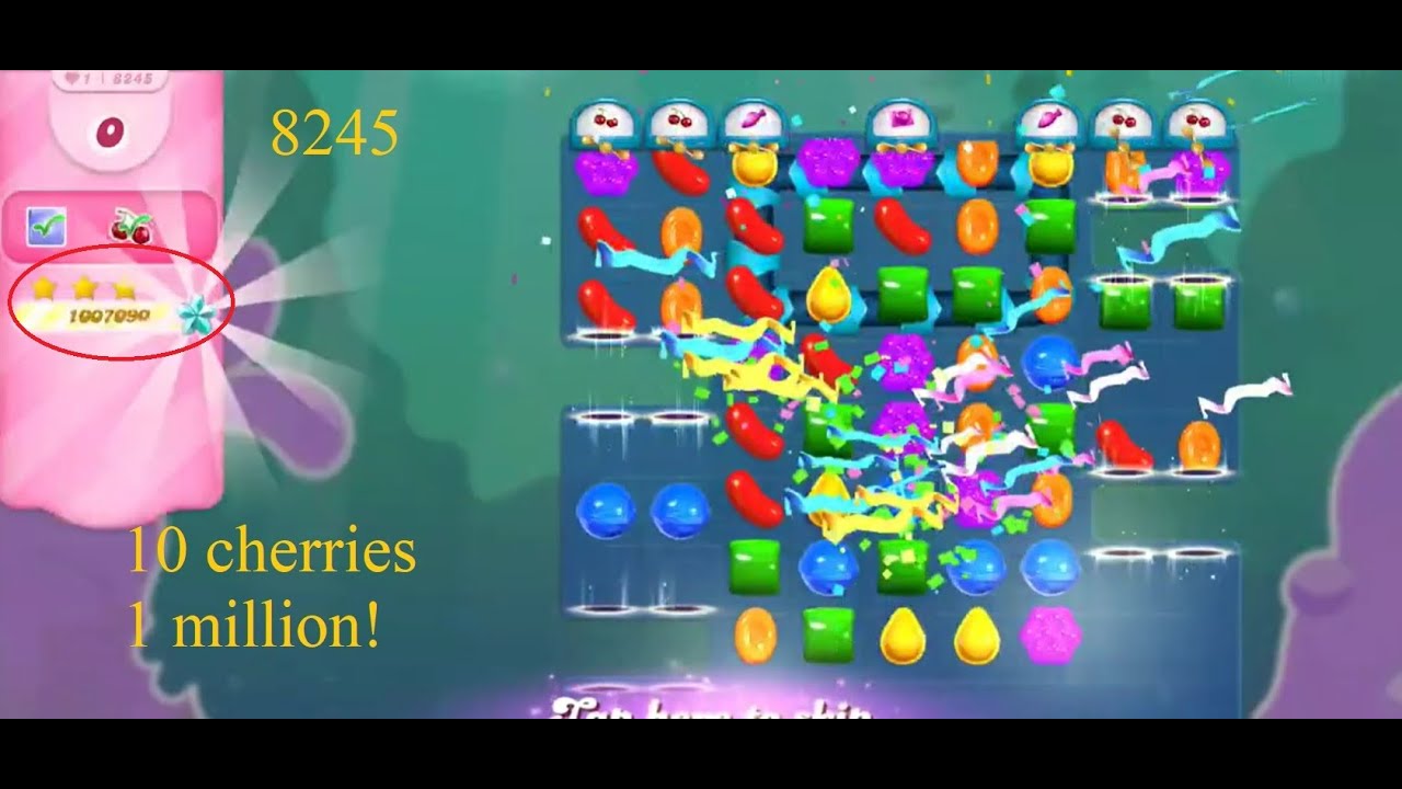 Candy Crush Saga Level #8245 10 cherries no boosters sugar stars 1 ...