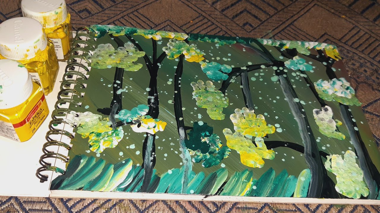 colorful flowers in forest| Scenery drawing|Forest drawing easy - YouTube