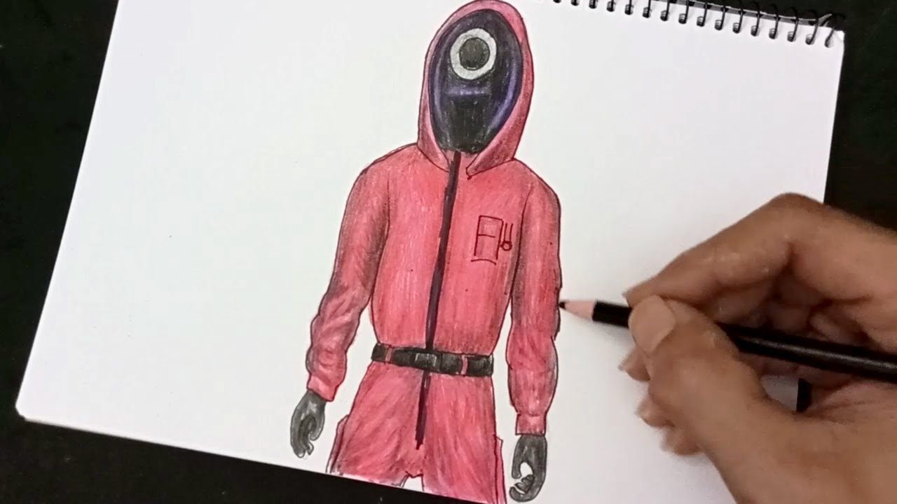 How to Draw Pink guard || Squid Game - YouTube