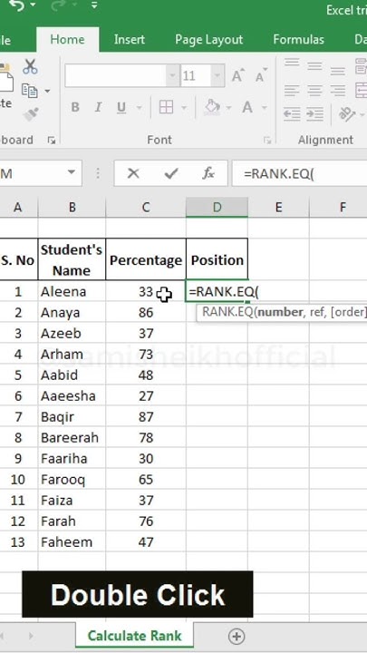 How To Calculate Rank in Excel | Calculate Position | #shorts # ...