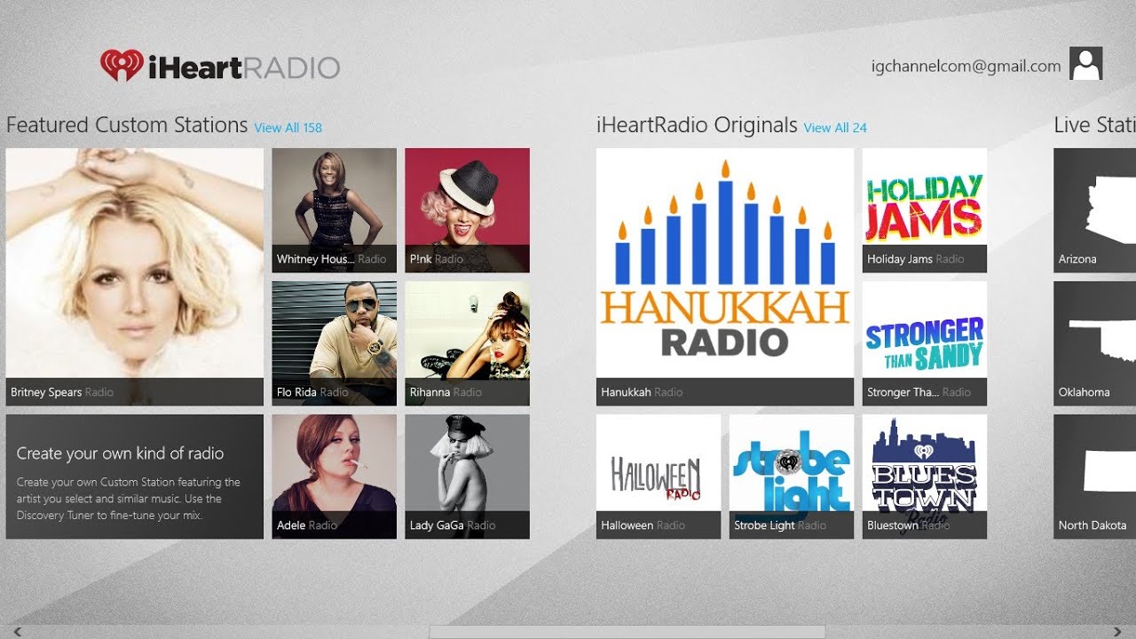 Preview: First Look at iHeart Radio App on Windows 8 Store - YouTube