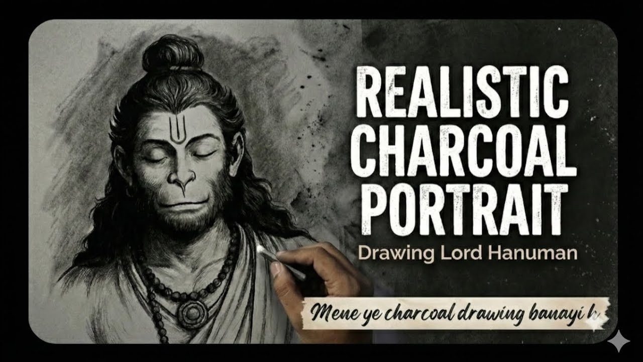 Lord hanuman ji drawing..... Realistic charcoal portrait by charcoal ...