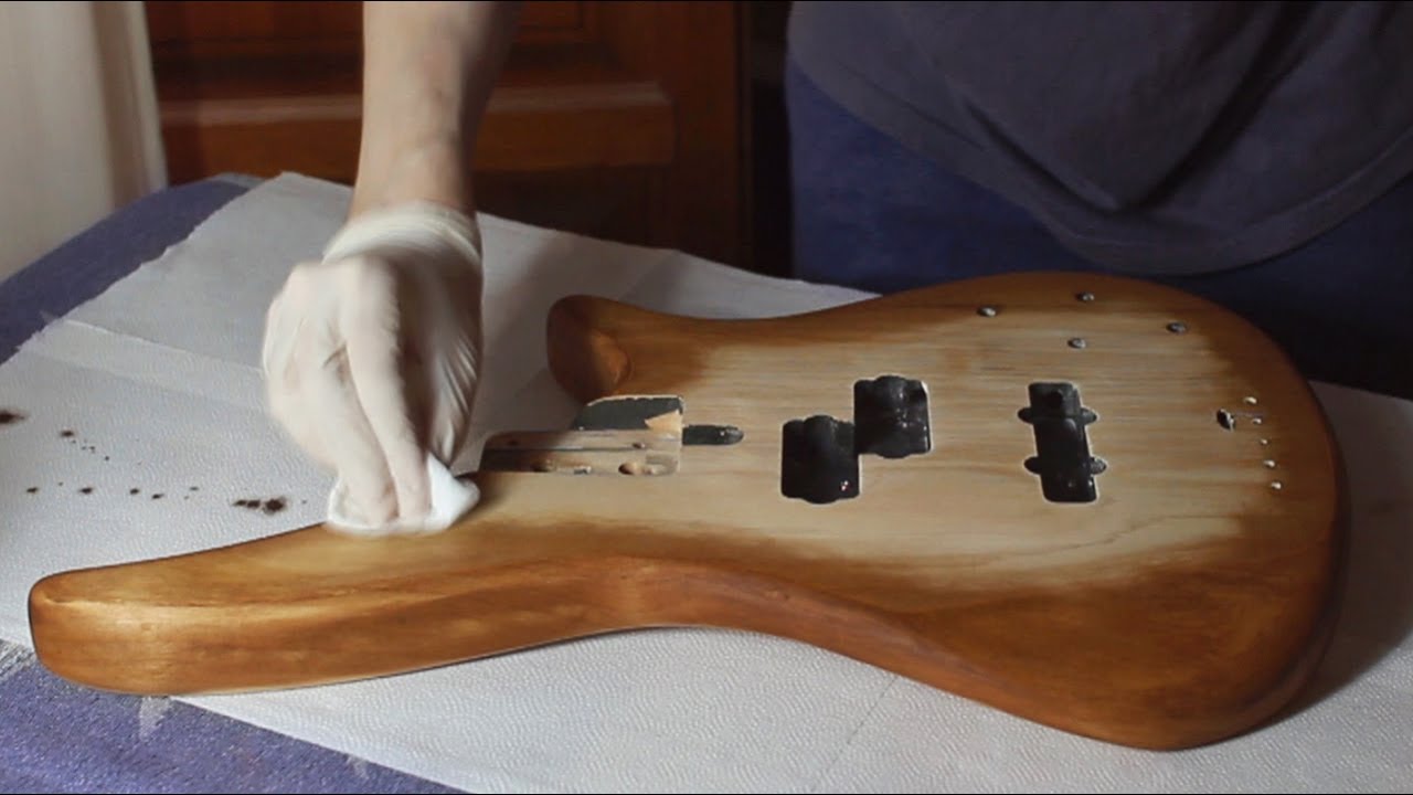Stain & hand-rubbed finish (Bass customization, part 2/2) - YouTube